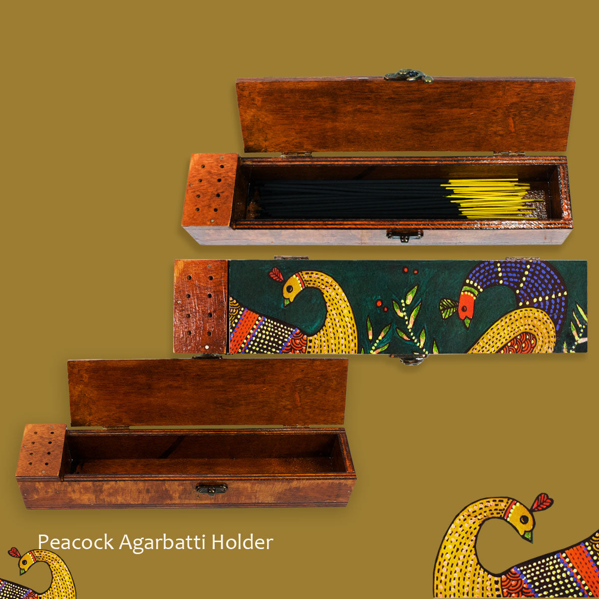Peacock Agarbatti Stand and Storage Box – Crafthues