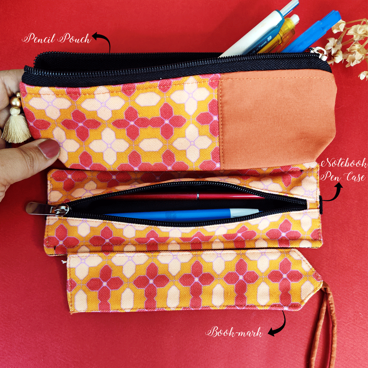 Orange Tiles Pencil Pouch Combo – Crafthues