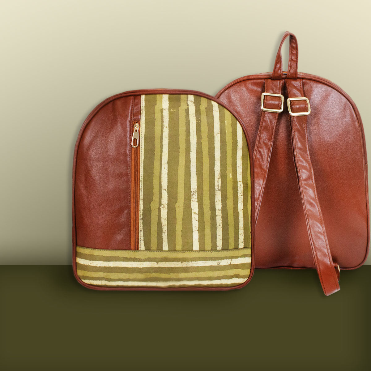 Green Waves Block-printed Backpack – Crafthues